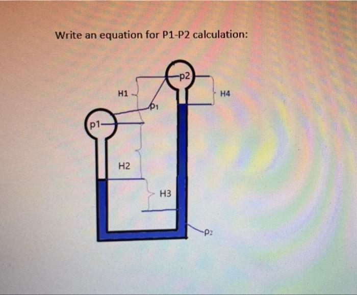 Solved Write an equation for P1-P2 calculation: -p2 H1 H4 1 | Chegg.com