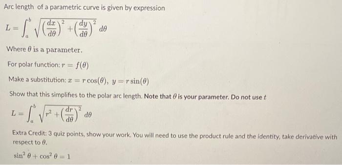 Solved Arc length of a parametric curve is given by | Chegg.com