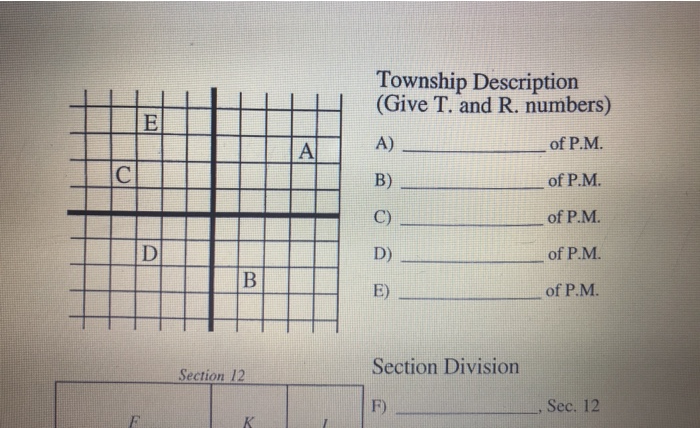 Solved Township Description (Give T. and R. numbers) E ΑΙ A) | Chegg.com