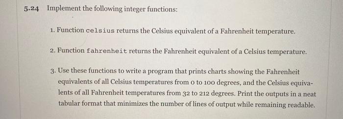 Solved 5.24 Implement the following integer functions: 1. | Chegg.com