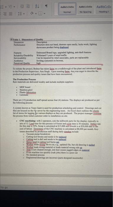 Solved Case Study: Quality Management The following case | Chegg.com