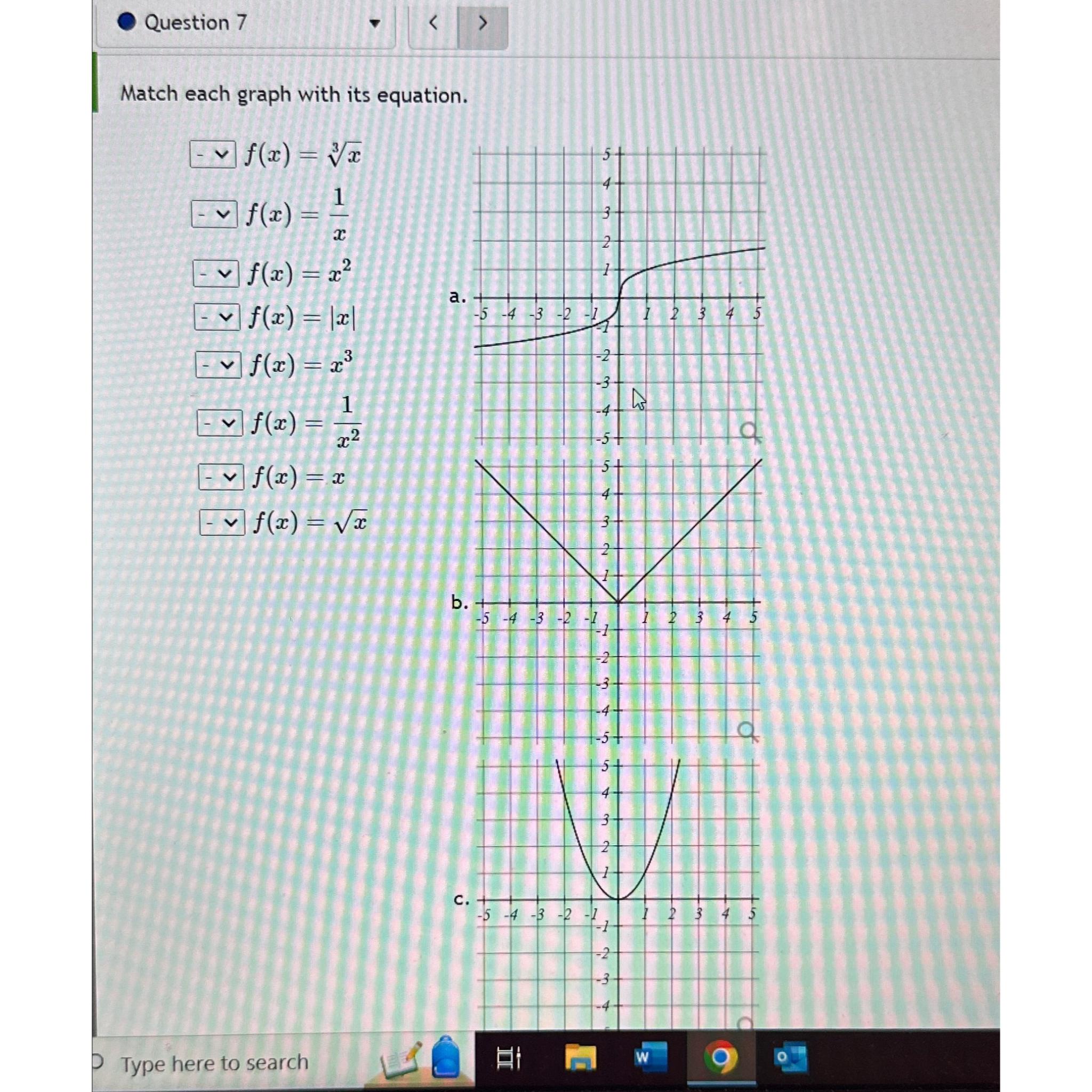 Solved Question 7Match each graph with its | Chegg.com