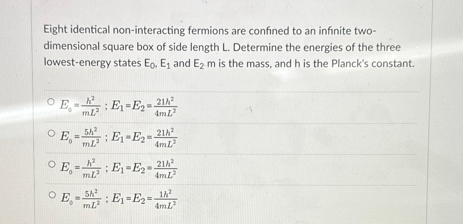 Solved Eight identical non-interacting fermions are confined | Chegg.com