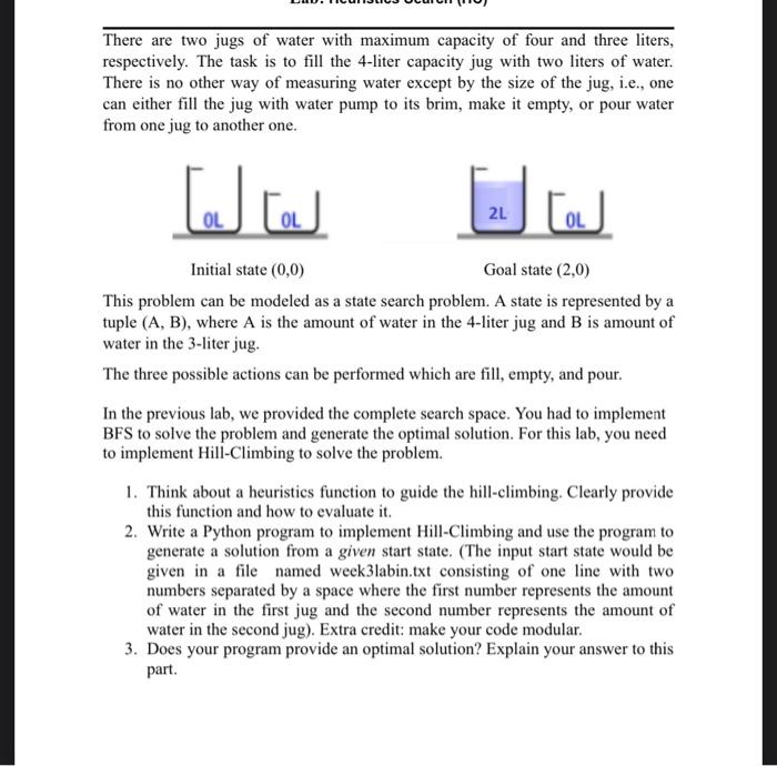Solved There are two jugs of water with maximum capacity of | Chegg.com