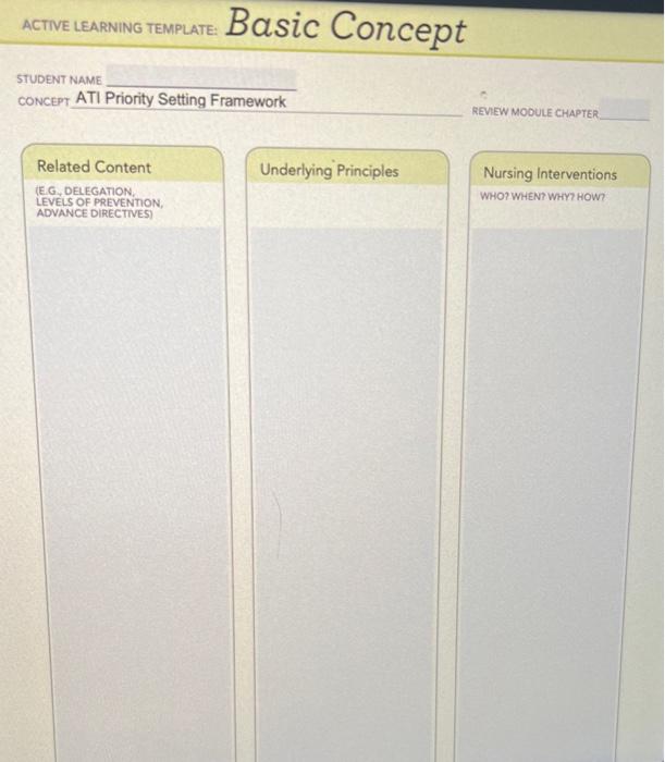 Solved active learning template: Basic Concept STUDENT NAME | Chegg.com