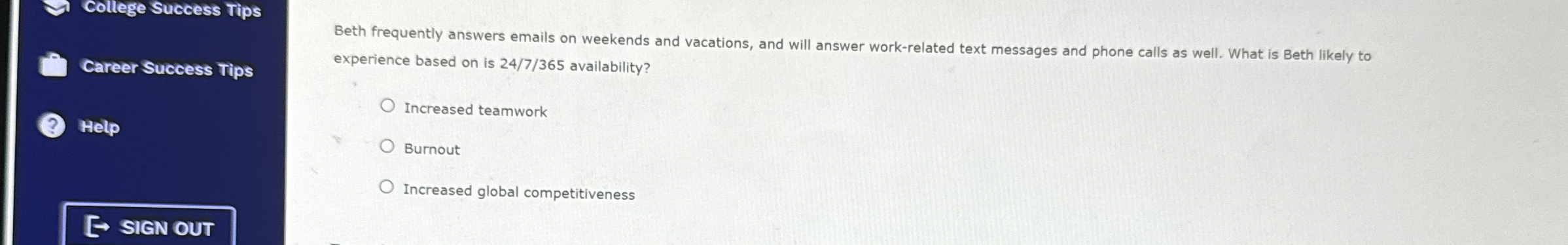 Solved College Success TipsCareer Success Tìps? ﻿HelpBeth | Chegg.com