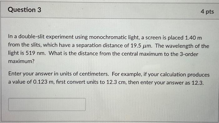 Solved In a double-slit experiment using monochromatic | Chegg.com