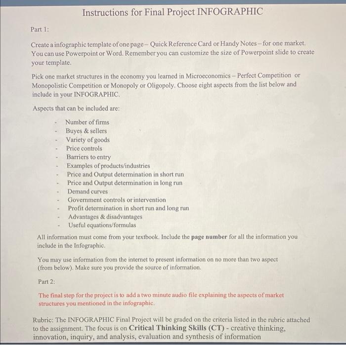 Solved Instructions for Final Project INFOGRAPHIC Part 1: | Chegg.com