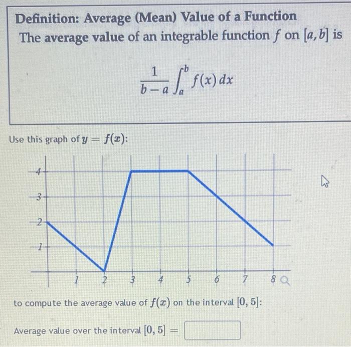 Solved Definition: Average (Mean) Value of a Function The | Chegg.com