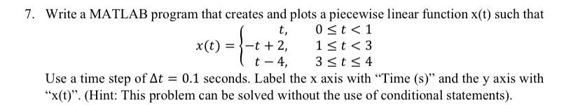 Write A Matlab Program That Creates And Plots A 0609