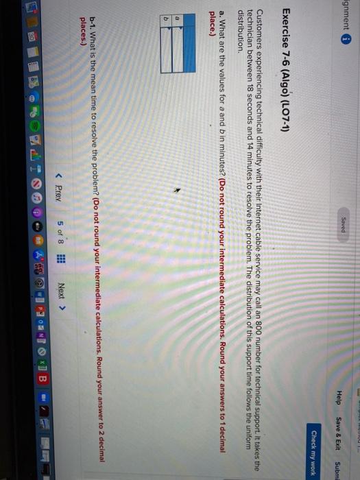 Solved UU gnment Seved Help Save & Exit Submi Check my work | Chegg.com