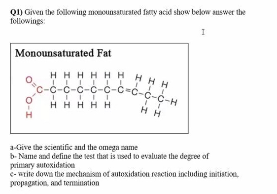 Solved Q1) ﻿Given the following monounsaturated fatty acid | Chegg.com