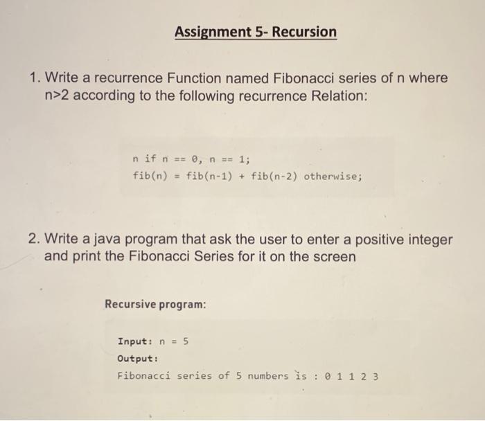 Solved Assignment 5 Recursion 1 Write A Recurrence 8137