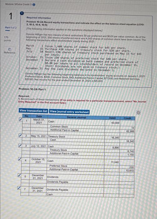 Solved Module Extra Credit 3 O 1 Part 1 of 2 175 points | Chegg.com