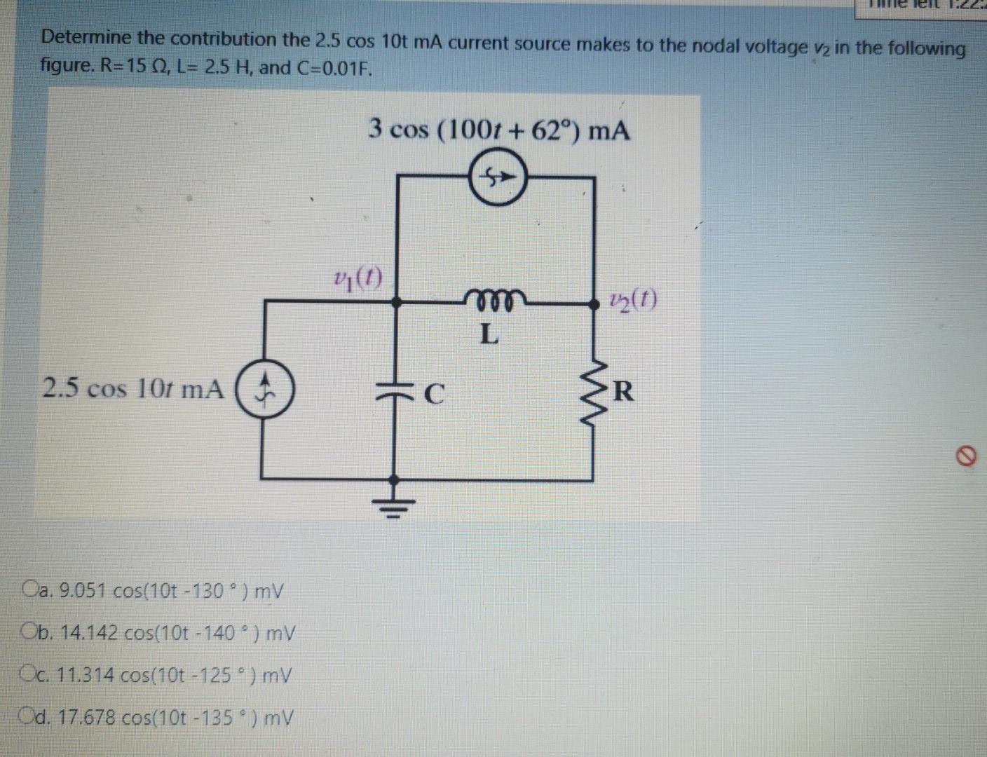 Solved Determine the contribution the 2.5 cos 100 mA current | Chegg.com
