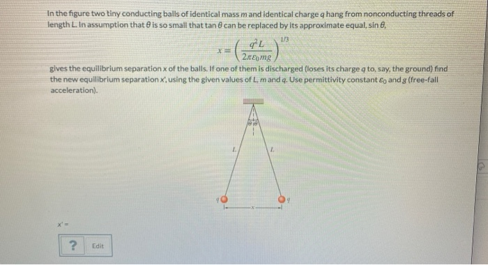 Solved 1/3 In the figure two tiny conducting balls of | Chegg.com