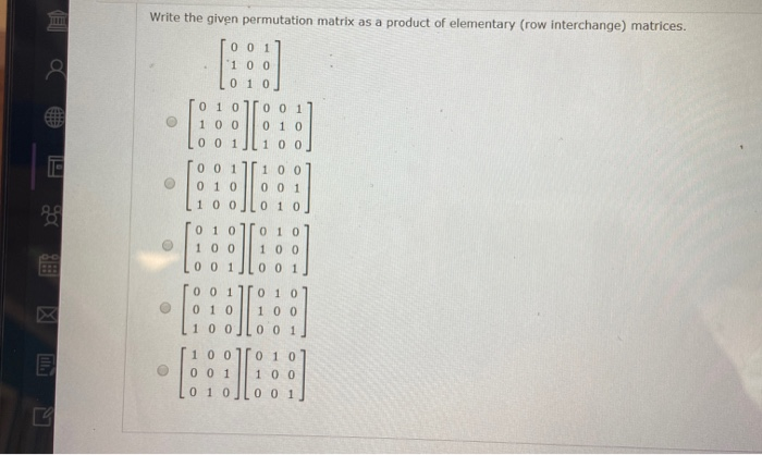 Solved Write the given permutation matrix as a product of | Chegg.com