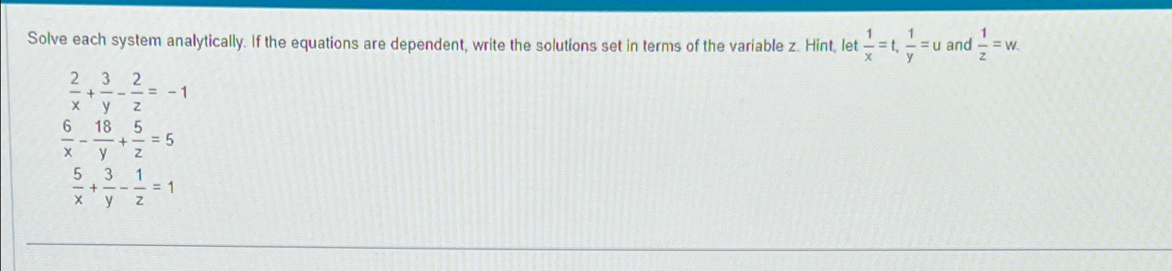 Solved Solve each system analytically. If the equations are | Chegg.com