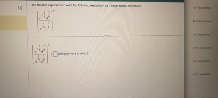 Solved Use rational exponents to write the following | Chegg.com