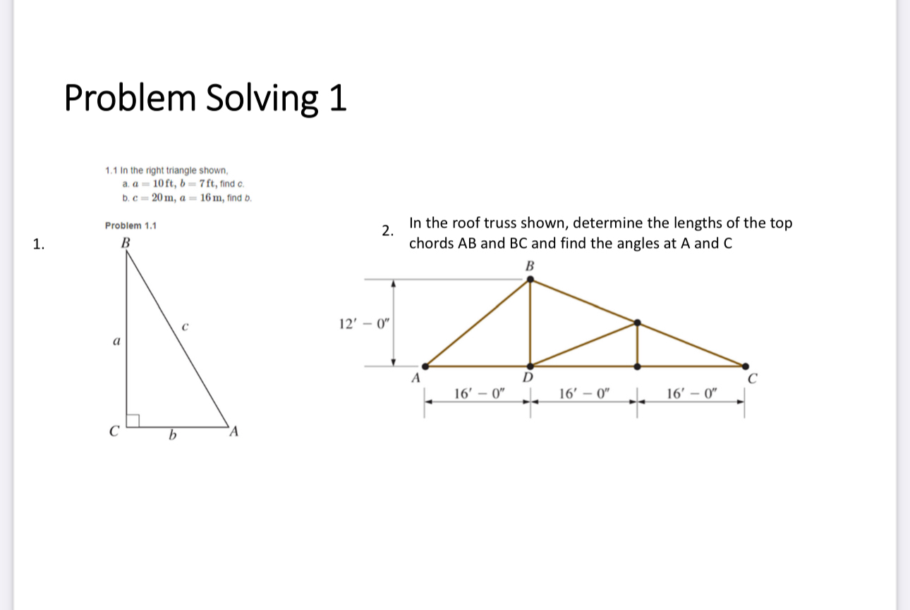 Solved Problem Solving 11.1 ﻿In the right triangle | Chegg.com