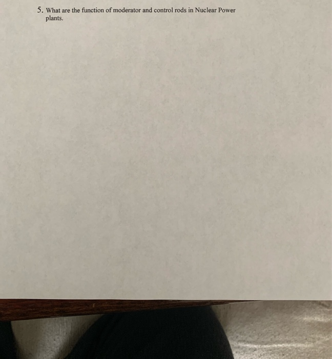 Solved 5. What are the function of moderator and control | Chegg.com