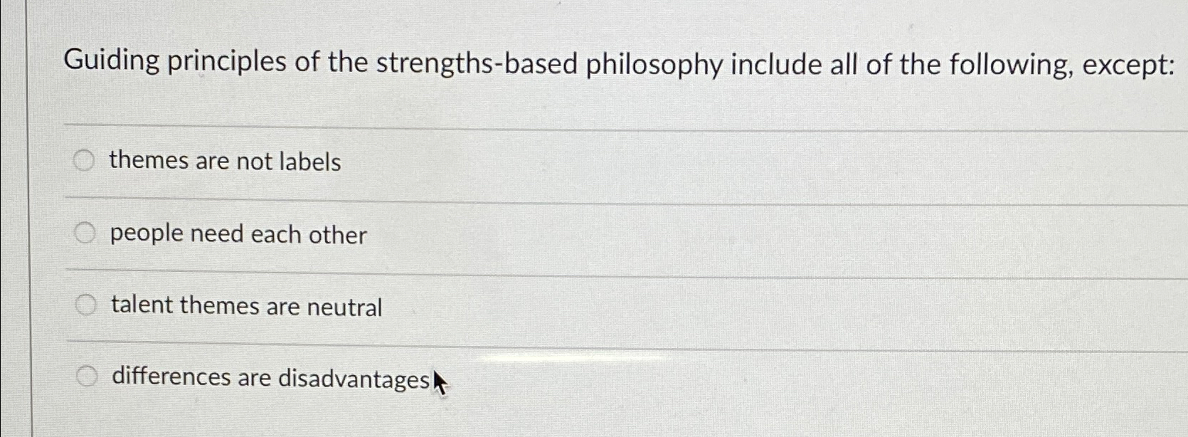 Solved Guiding principles of the strengths-based philosophy | Chegg.com