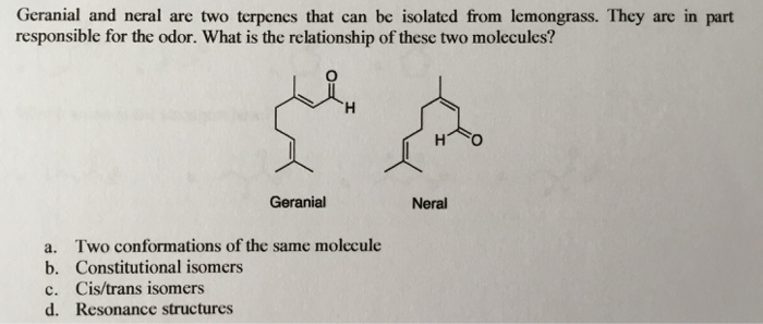 Solved Geranial and neral are two terpenes that can be | Chegg.com