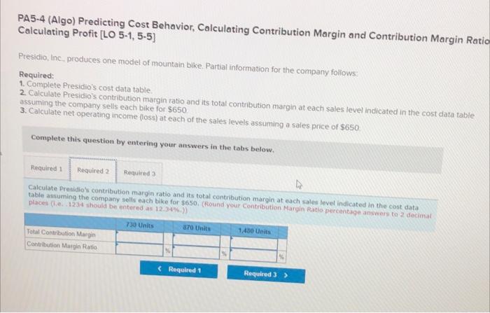 Solved PA5-4 (Algo) Predicting Cost Behavior, Calculating | Chegg.com