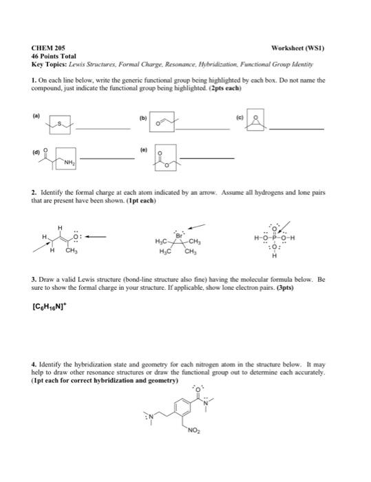 Solved CHEM 205 Worksheet (WS1) 46 Points Total Key Topics: | Chegg.com
