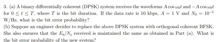 A a Binary Differentially Coherent Dpsk system
