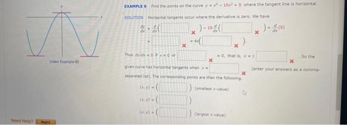 Solved EXAMPLE 6 Find the points on the curve y=x4−18x2+8 | Chegg.com