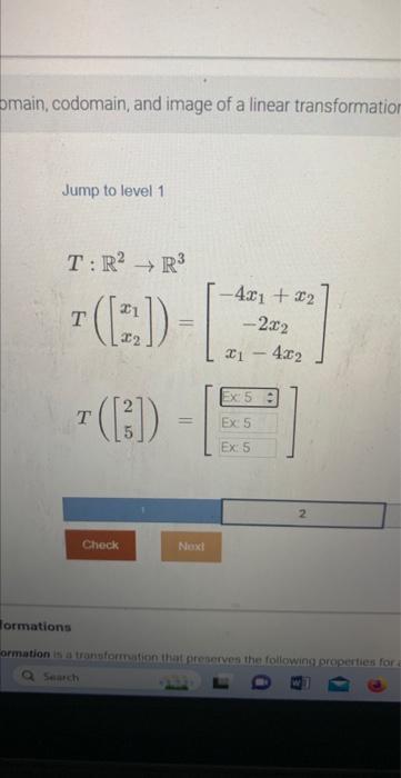 Solved main, codomain, and image of a linear transformatio | Chegg.com
