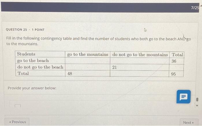 Solved Fill in the following contingency table and find the | Chegg.com