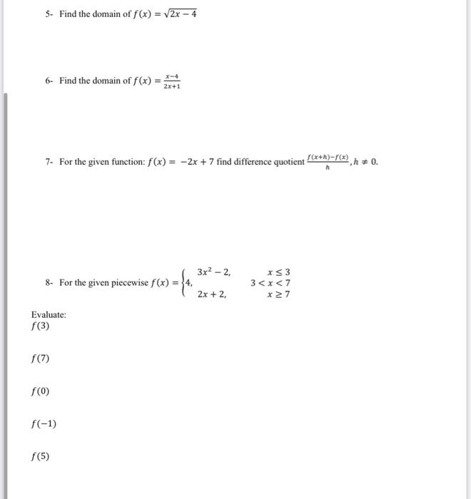 Solved 1- Given that f(x) = x -2 and g(x) = x² find a) | Chegg.com