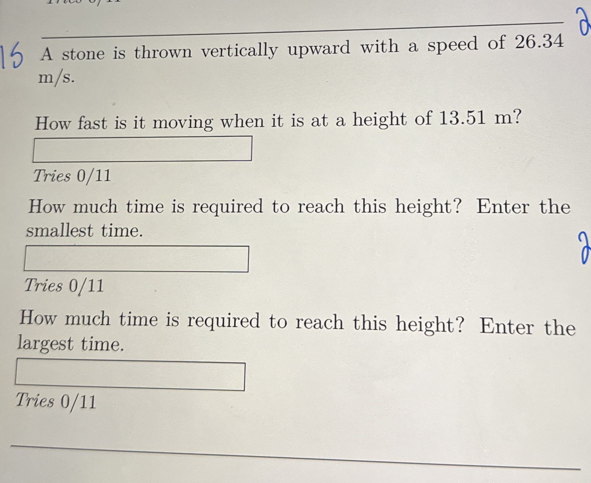 Solved How to solve 5 ﻿A stone is thrown vertically upward | Chegg.com