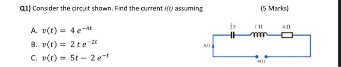 Solved Q1) Consider the circuit shown. Find the current ift) | Chegg.com