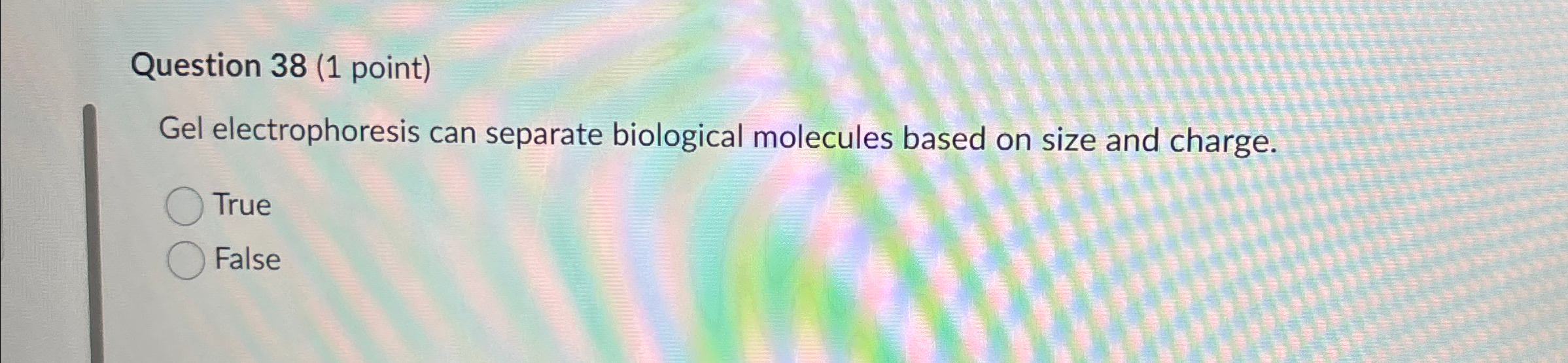 Solved Question 38 (1 ﻿point)Gel electrophoresis can | Chegg.com