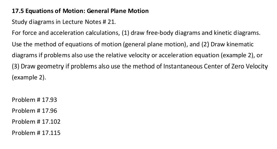 Solved 17.5 Equations of Motion: General Plane Motion Study | Chegg.com