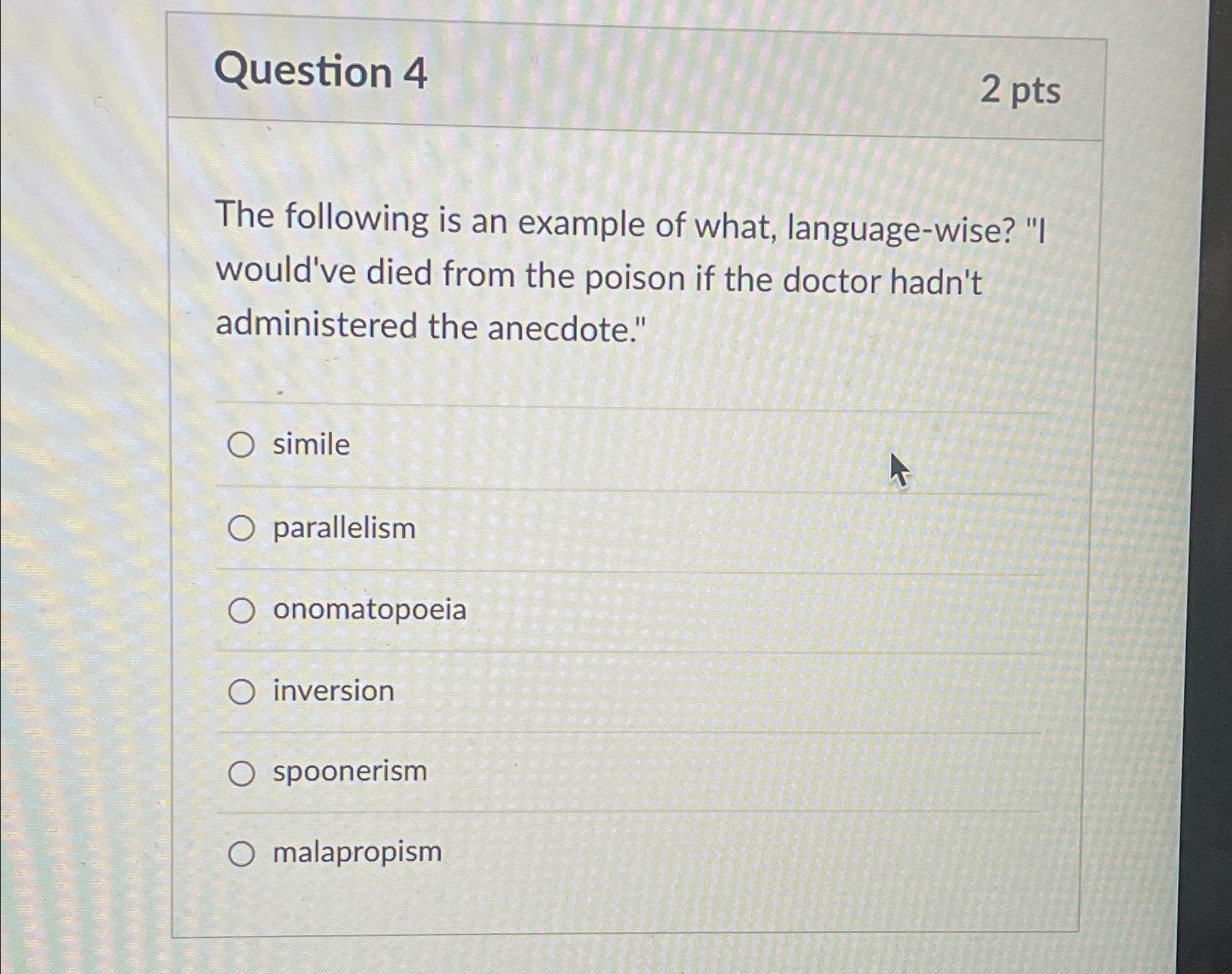 Solved Question 42 ﻿ptsThe following is an example of what, | Chegg.com