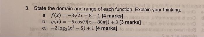 Solved State the domain and range of each function. Explain | Chegg.com