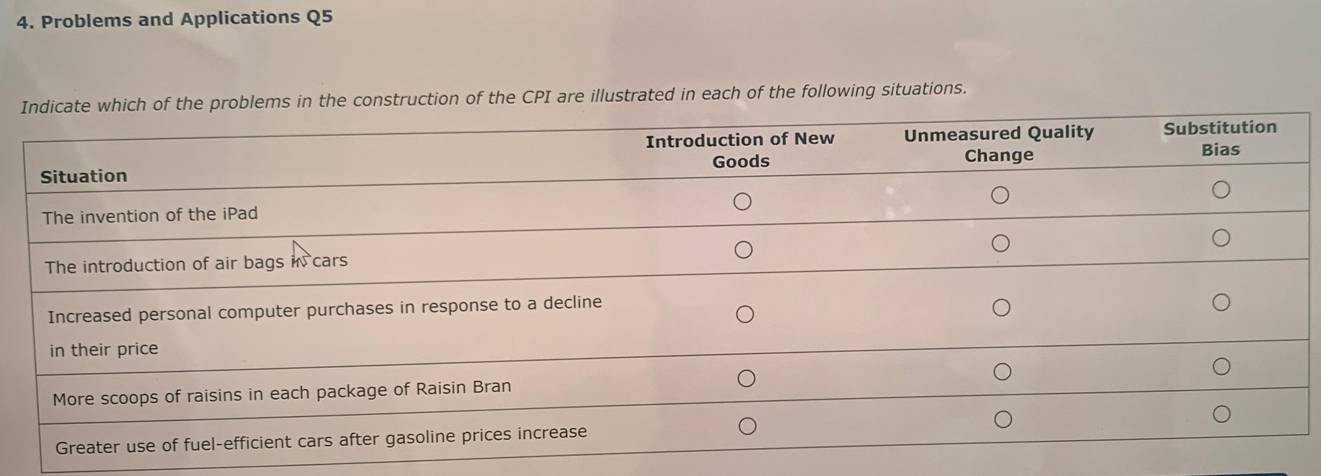 Solved Problems and Applications Q5Indicate which of the | Chegg.com