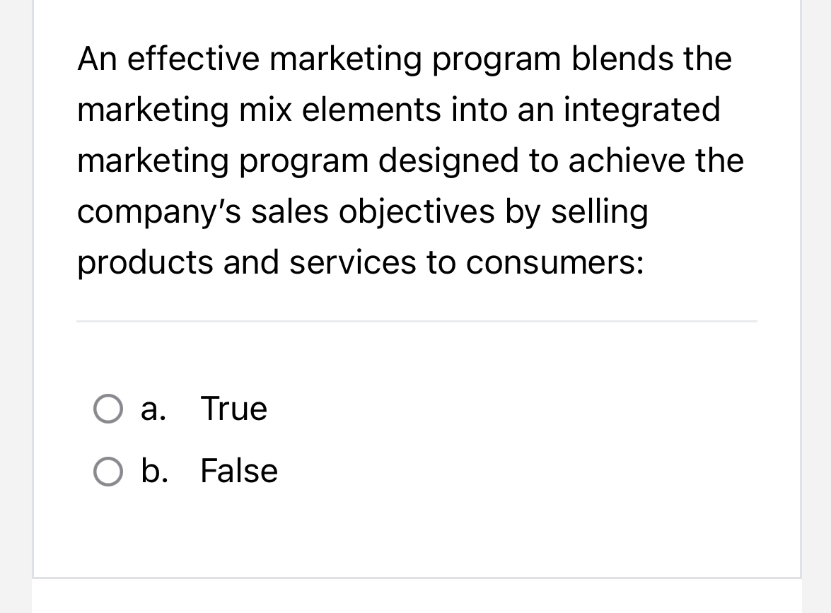 Solved An effective marketing program blends the marketing | Chegg.com