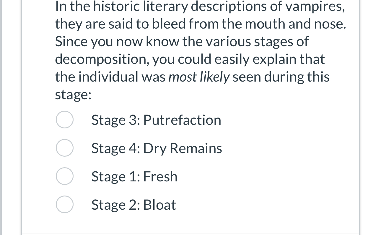 Solved In the historic literary descriptions of vampires, | Chegg.com