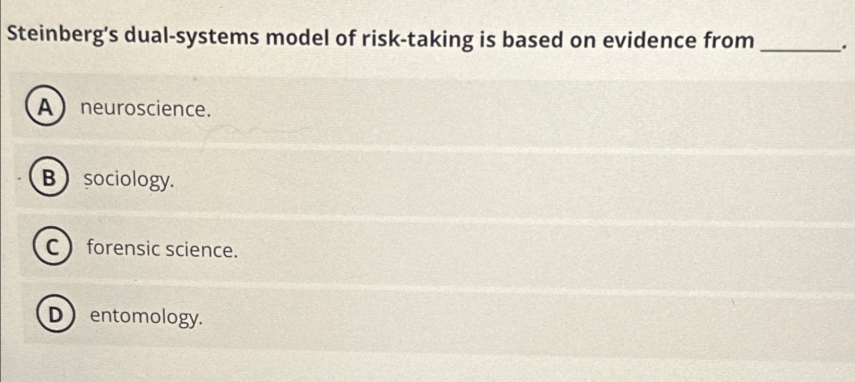 Solved Steinberg's dual-systems model of risk-taking is | Chegg.com