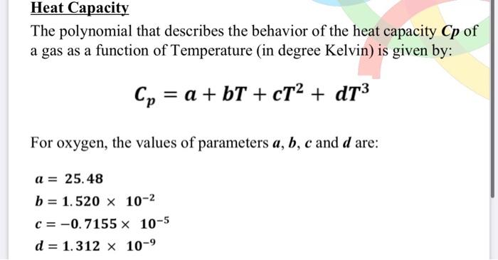 Solved Heat Capacity The polynomial that describes the | Chegg.com