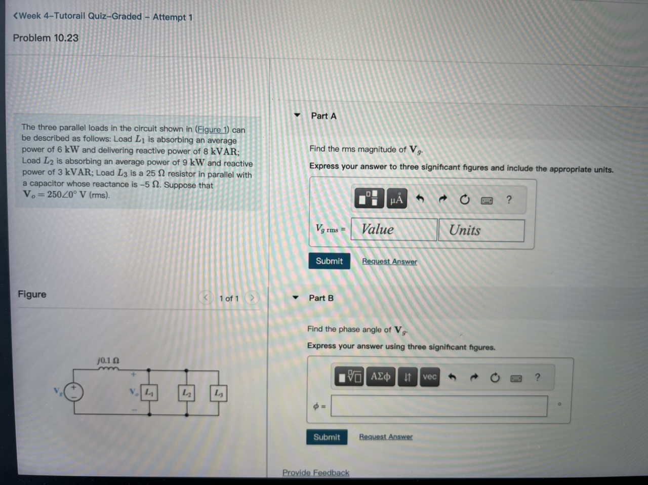Solved The three parallel loads in the circuit shown in | Chegg.com