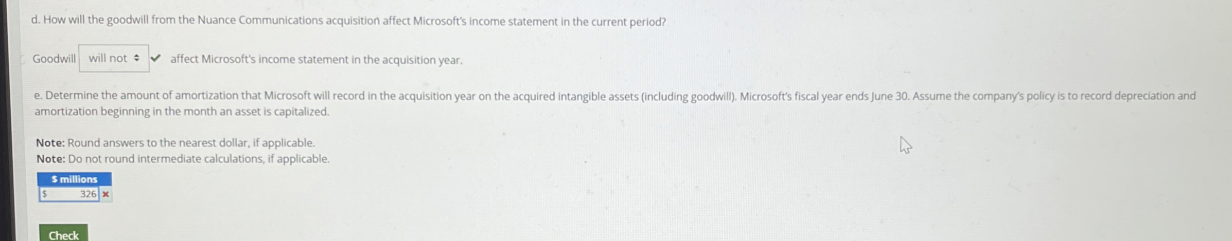 High Quality SOLUTION d. ﻿How will the goodwill from the Nuance | Chegg.com