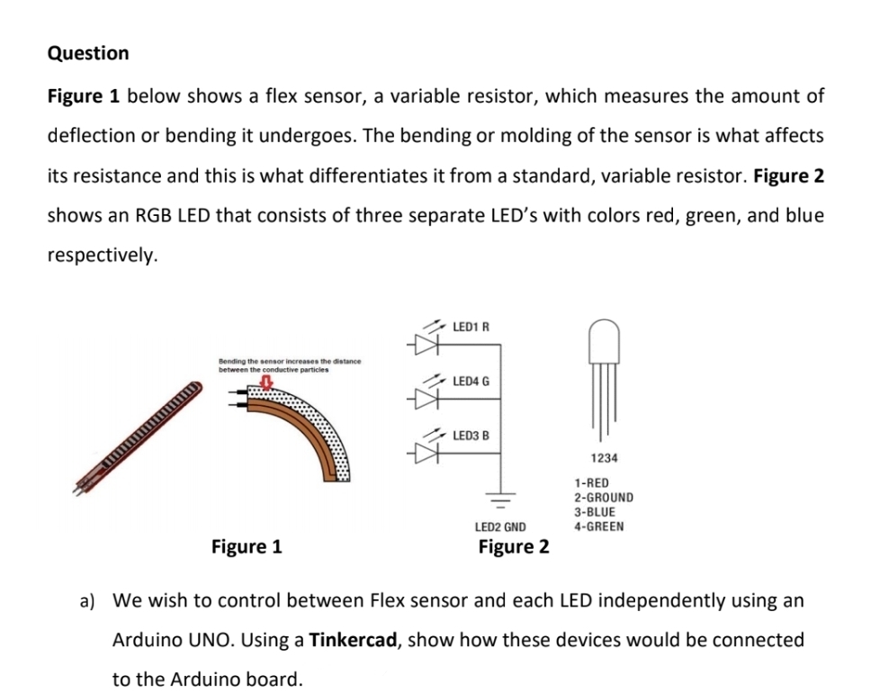 Solved QuestionFigure 1 ﻿below shows a flex sensor, ﻿a | Chegg.com