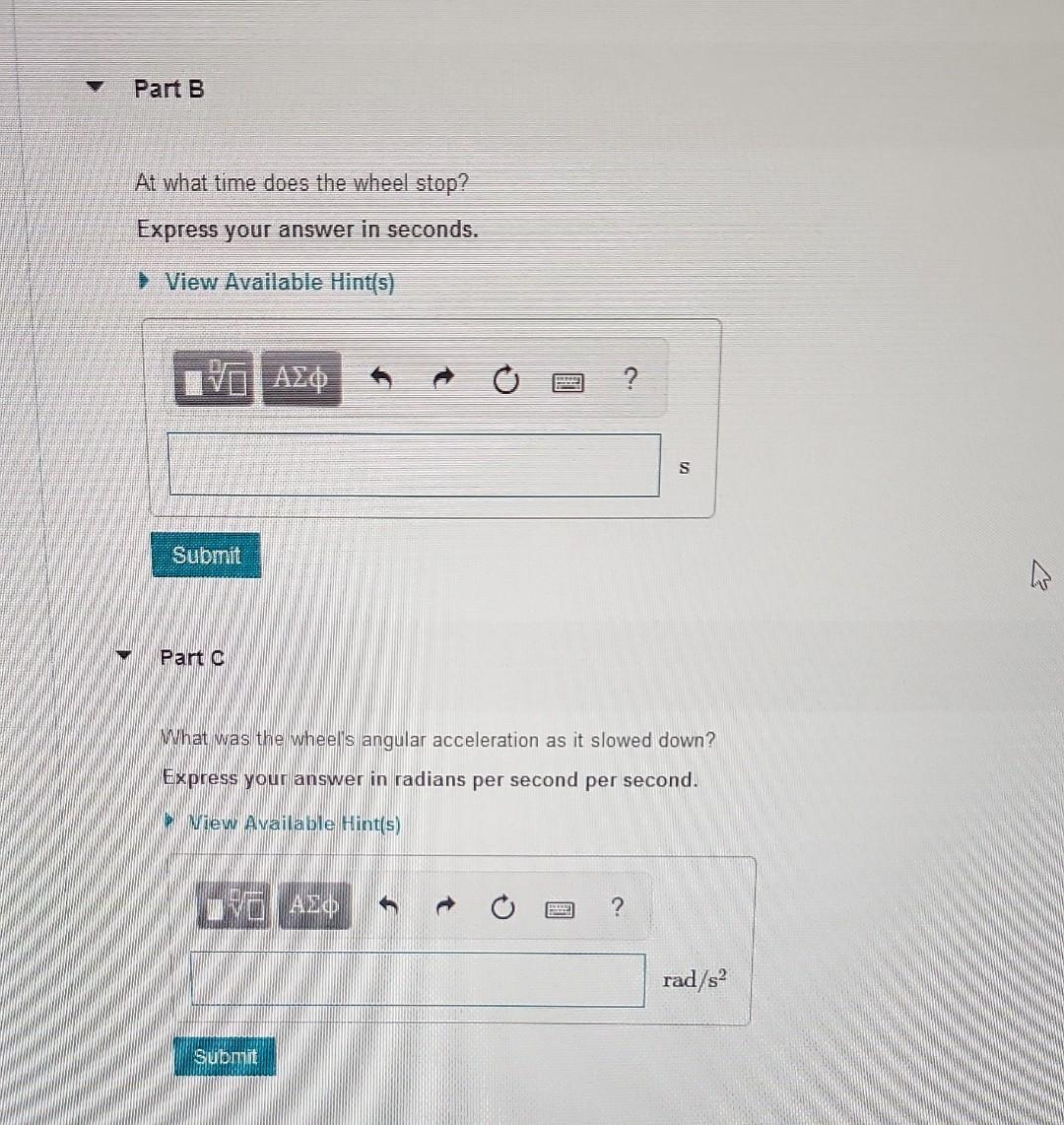 Solved At time t=0 a grinding wheel has an angular velocity | Chegg.com