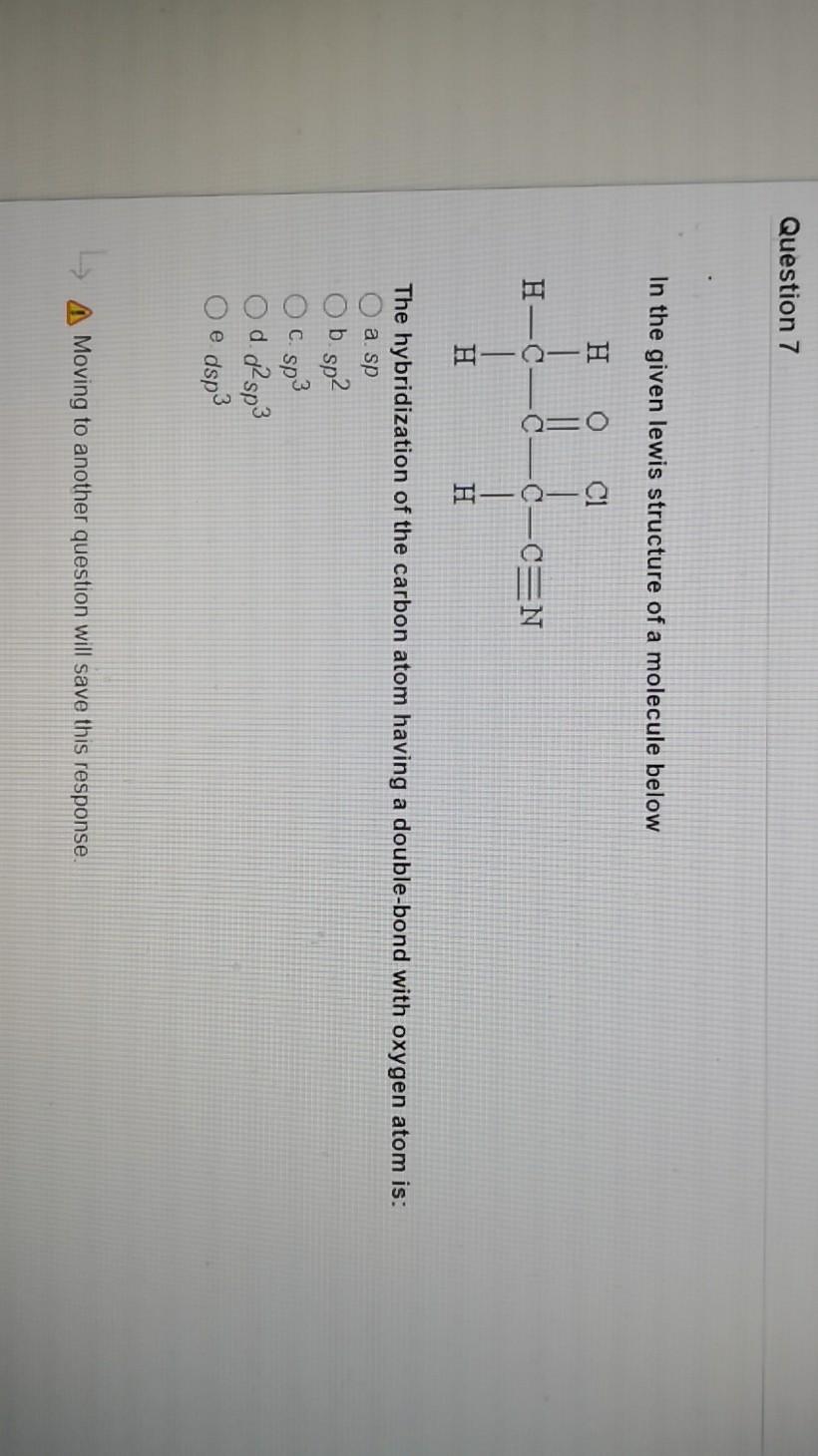 Solved Question 7 In the given lewis structure of a molecule | Chegg.com